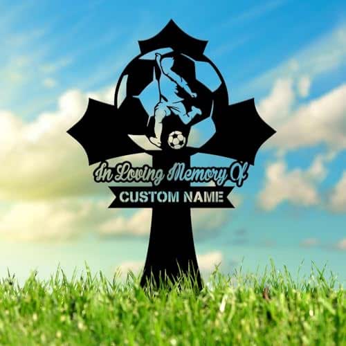 Amazon.com: Custom Soccer Player Memorial Plaque Cross Stake, Grave ...