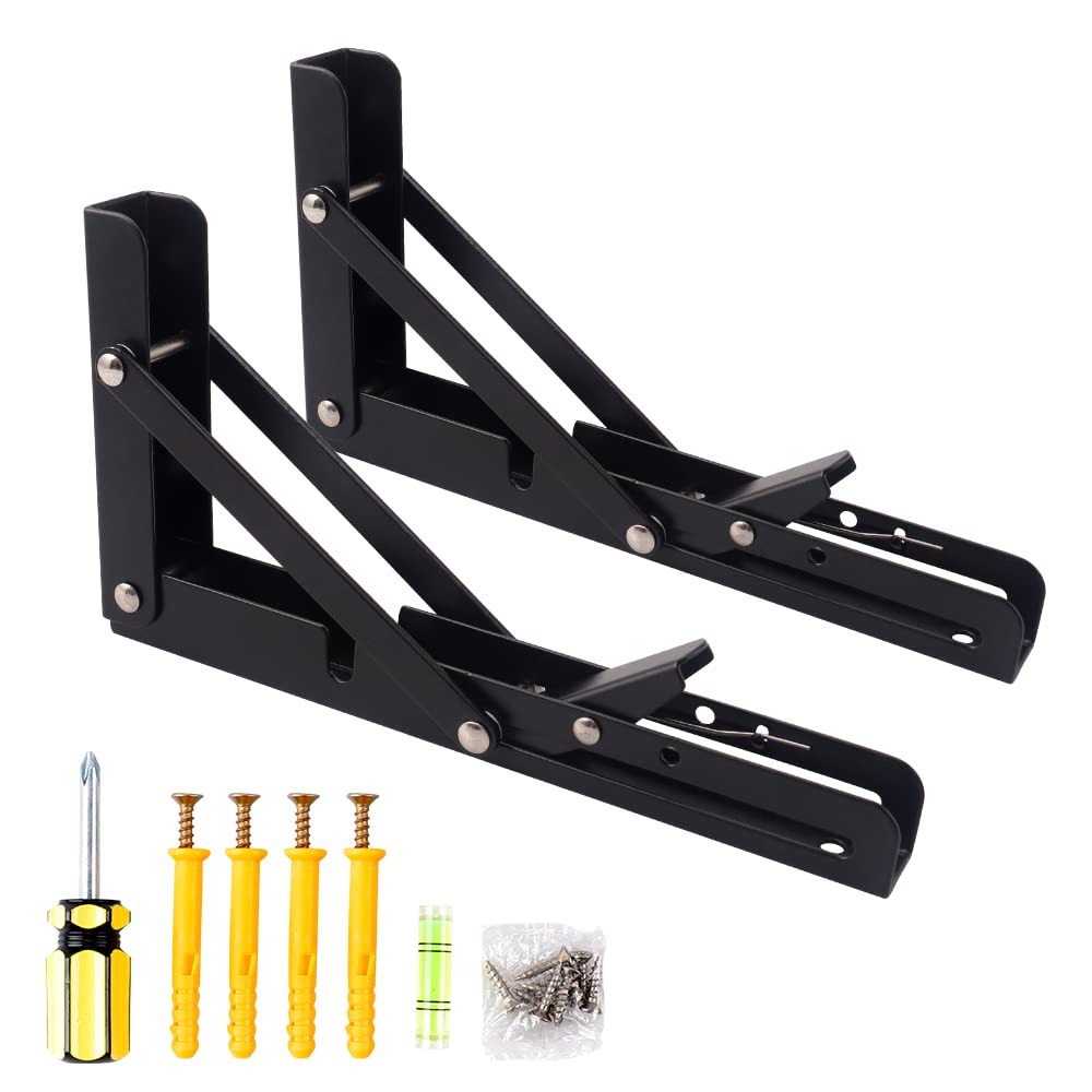 Oudtinx 2PCS Folding Shelf Brackets,Heavy Duty Triangle Shelf Bracket ...