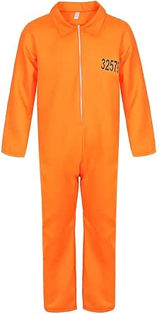 Amazon.com: Prisoner Costume Adult for Men Orange Prison Jumpsuit Jail ...