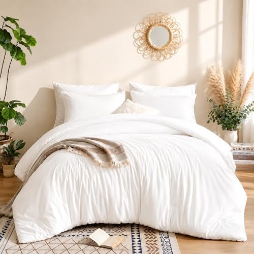Amazon.com: weigelia Full Size Comforter White Modern 3PCS Microfiber ...