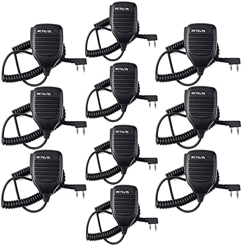 Retevis Two Way Radio Handheld Speaker Mic, 2 Pin Mic Compatible with ...