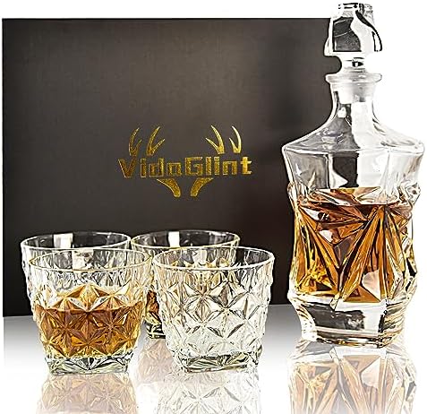 Amazon.com | VidaGlint Whiskey Luxury Decanter Set with 4 glasses ...