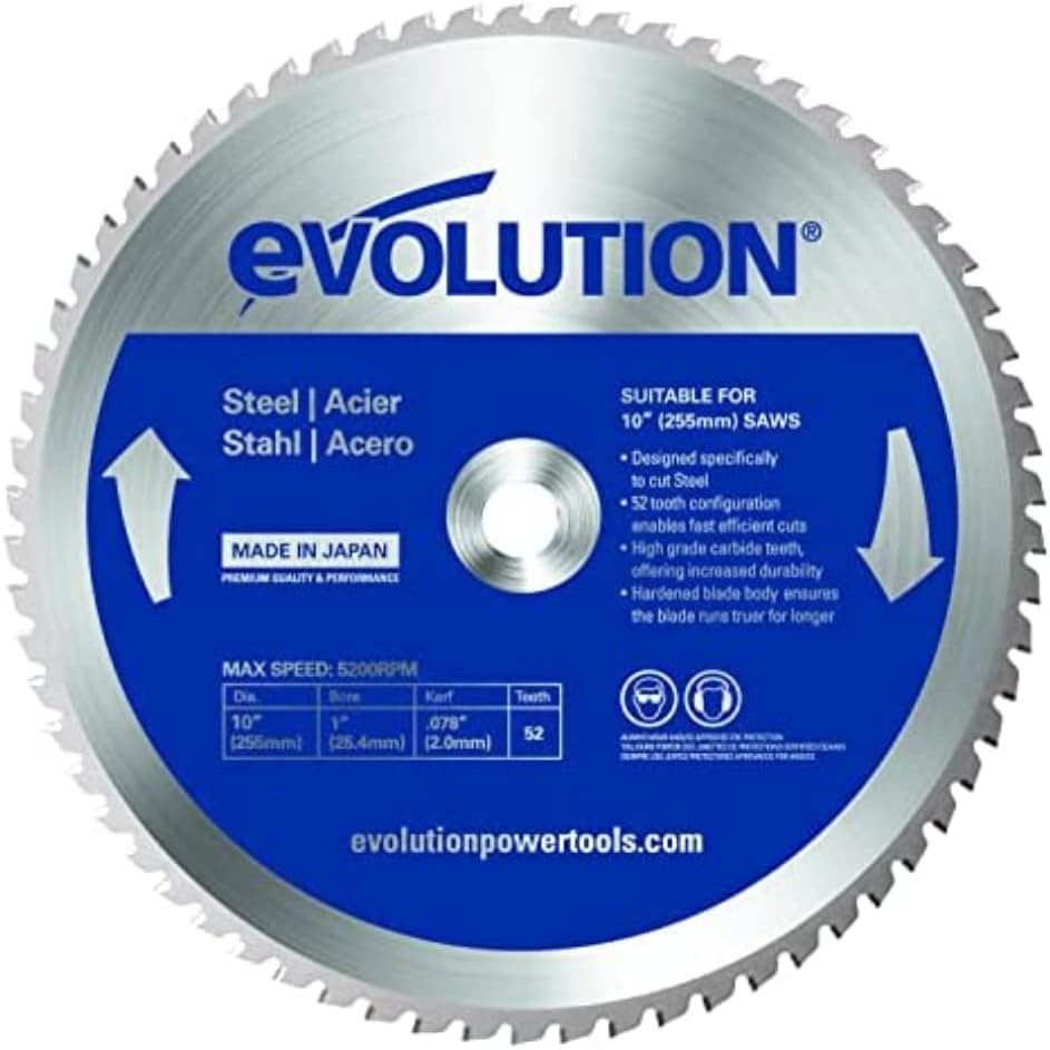 Evolution Power Tools HTC255STEEL Mild Steel Carbide-Tipped Blade, 255 ...