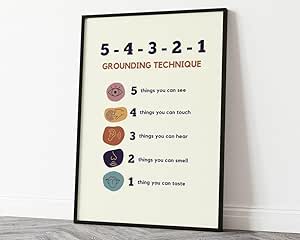 Amazon.com: Grounding Technique Therapy Counselor Office Wall Art Decor ...
