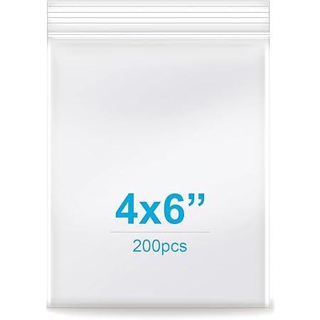 Amazon.com: 4''x 6'', (Pack of 200) 2 mil Clear Plastic Reclosable Zip ...