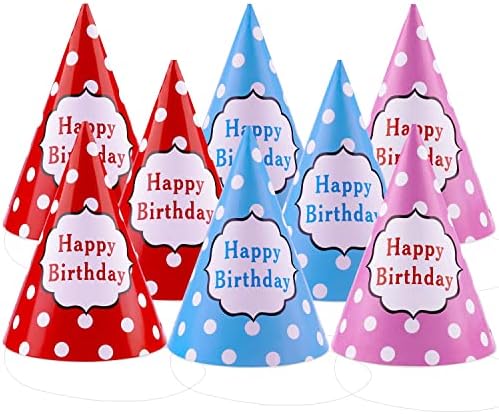 KASTWAVE 24 Pcs Birthday Party Hats, Colorful Party Cone Hats Birthday ...