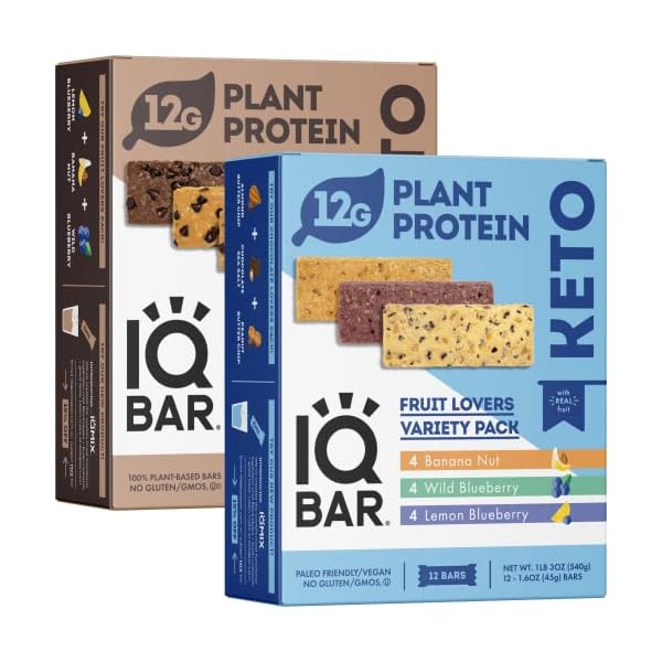IQBAR Brain and Body Plant Protein Bars - Chocolate & Fruit Variety ...
