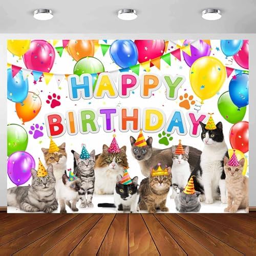 Amazon.com : Cat Backdrop for Birthday Party 7 x 5 ft, Kitten Paw ...