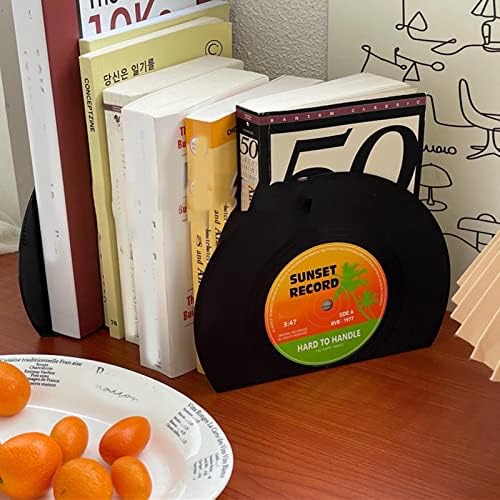 Amazon.com: 2pcs Vinyl Record Bookends, Retro Vinyl Bookends Black ...