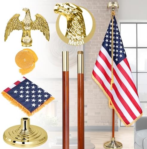 Amazon.com : XIFAN Deluxe 8 FT Indoor American Flag and Pole Set ...