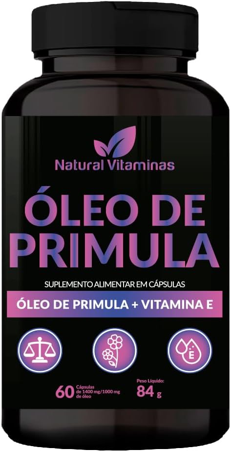 Óleo De Prímula + Vitamina E - 1 Pote com 60 Cápsulas de 1500mg ...