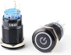 Amazon.com: 19mm Metal Alumina Black Press Button Led Power 263 Lamp ...