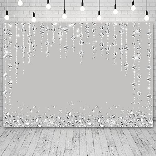 Amazon.com : Newsely White and Silver Birthday Backdrop 7Wx5H ...