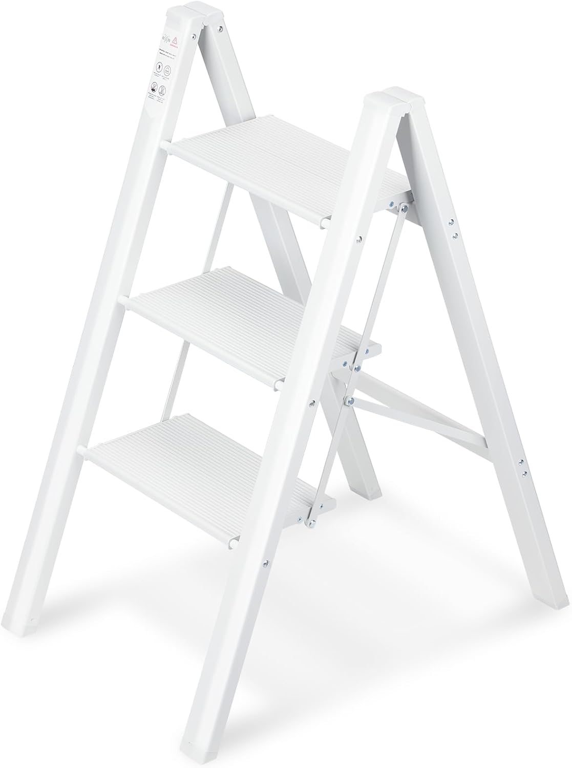 Miscoos 3 Step Ladder, Lightweight Portable Folding Step Stool with ...