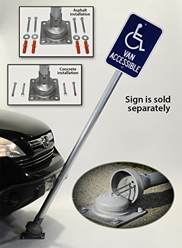 FlexPost-XL, HD 6'x 2-3/8"Dia.Galv Post, Galv Steel Base, 5/16"Spring ...