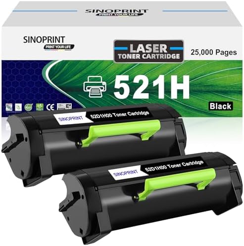 Amazon.com: SINOPRINT 521H 52D1H00 Toner Cartridge Replacement for ...