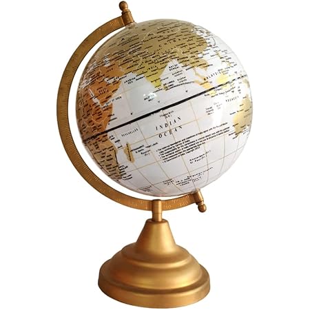 GLOBE DADDY - 8 Inch Antique Globe Rotating with Metal Arc & Round ...