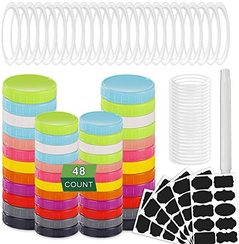 20 Pieces White Plastic Mason Jar Lids with Silicone Grommets, BPA Free ...