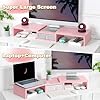 Amazon.com: TEAMIX Pink Dual Monitor Stand Riser with Drawer - Length ...