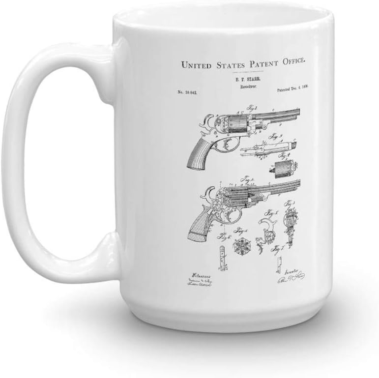 Amazon.com: Starr Revolver Patent Mug 1860-11 oz. Coffee Mug, Gun ...