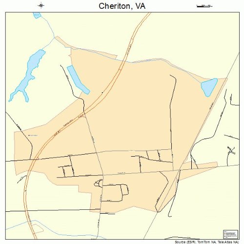 Large Street & Road Map of Cheriton, Virginia VA - Printed poster size ...