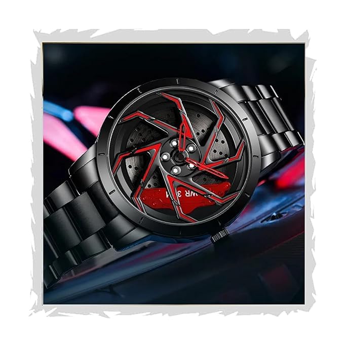 Buy T N Men's Spinning Car Wheels Rolling Creative Fashion Watches for ...