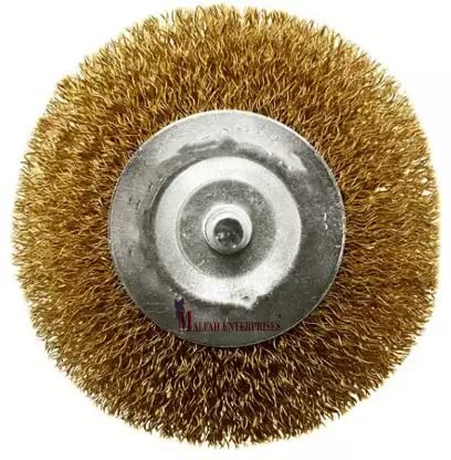 Malfah Wheel Brush Spindle Brush Flat Golden Wire 100mm 4" Remove Paint ...