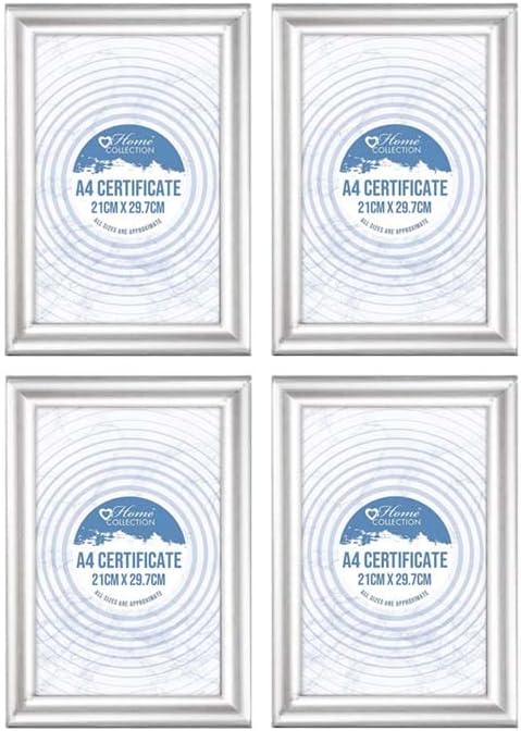 M1SS (Set of 4) - A4 Silver Photo Frame Glass Front A4 Size Wood ...