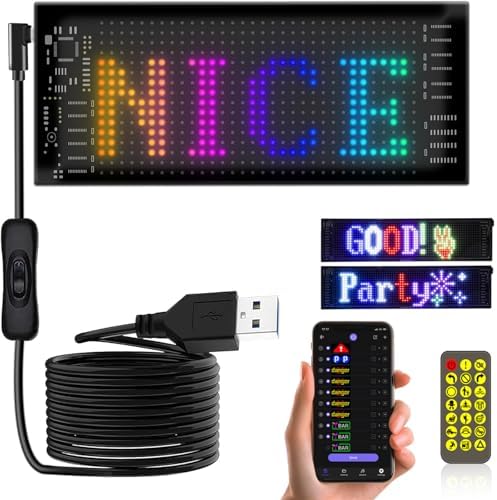 Amazon.com : Programmable Car Led Sign, 7"x3" Flexible Scrolling Bright ...
