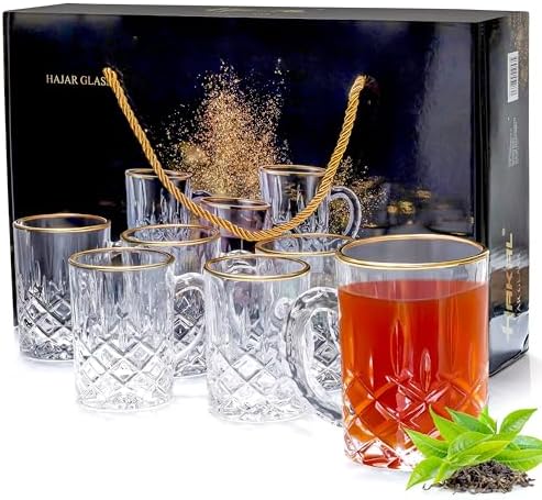 YBCPACK Glass Tea Mugs with Handles Set of 4, 10oz/320ml Clear Glass ...