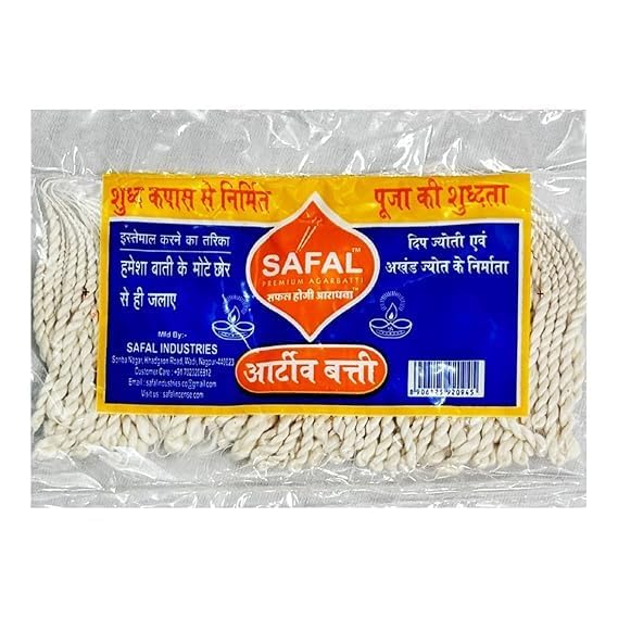 SAFAL Long Cotton Wicks Pack of 12 | Cotton Wicks for Pooja | 4 Inch ...