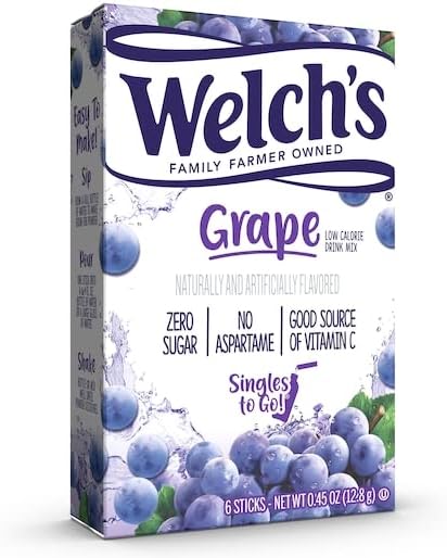 Amazon.com : SINGLES TO GO! Welch's Drink Mix Grape, 6 Boxes and 36 ...