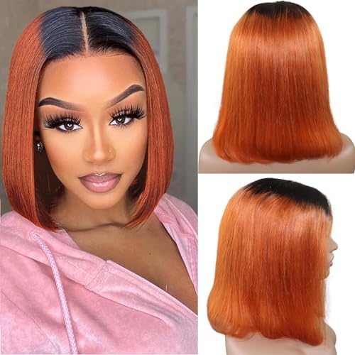 Amazon.com : LYBYL Wigs Human Hair Orange Wig Human Hair Brazilian Remy ...