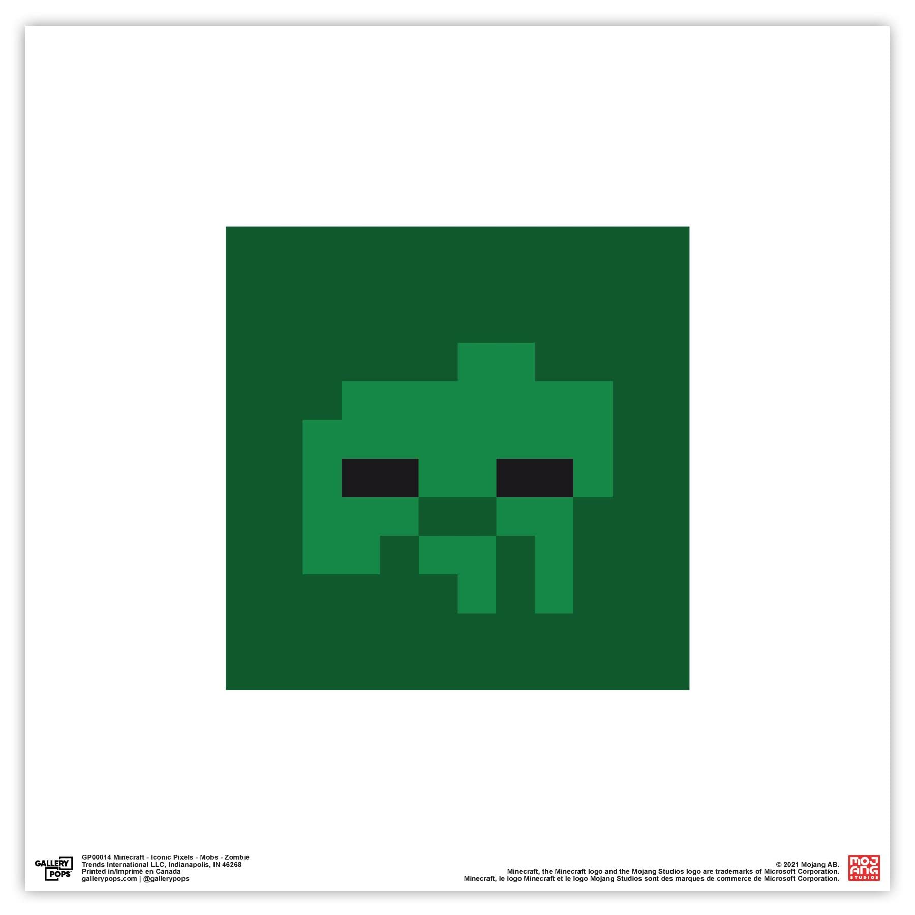 Buy Gallery Pops Minecraft: Iconic Pixels - Mobs - Zombie Wall Art ...
