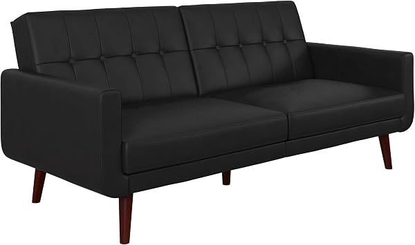 Amazon.com: DHP Nia 79 Inch Futon Sofa Bed in Faux Leather, Upholstered ...