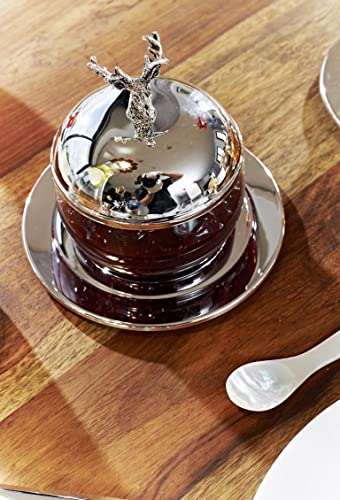 Edzard jam jar stag of glass, height 4,3 in, silver plated, high gloss ...