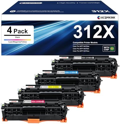 Amazon.com: 312A 312X Toner Cartridge 4 Pack Replacement for HP 312A ...