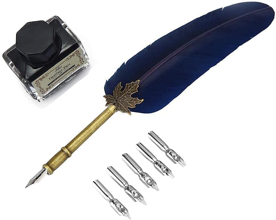 Amazon.com : OPENDGO Feather Quill Pen Set with Ink Antique Feather ...