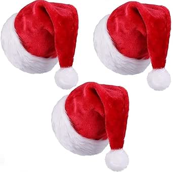 Amazon.com: CYKJ Premium Santa Hats for Adults Teenage Children- Big ...
