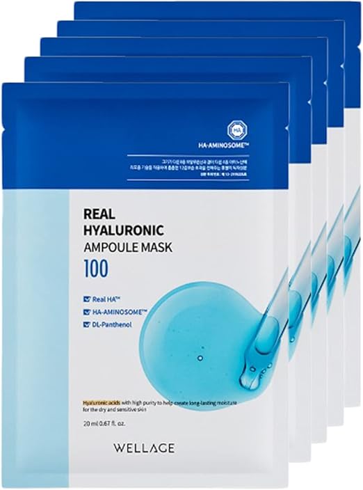 Amazon | WELLAGE (ウェラージュ) REAL HYALURONIC SHEET MASK (5枚セット / ヒアルロン酸 ...