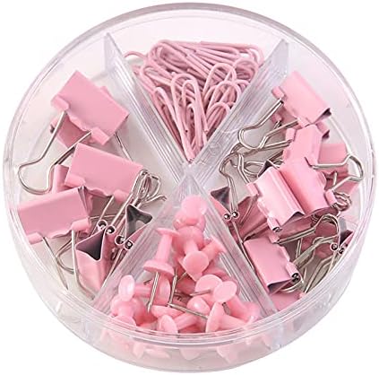Amazon.com : 72 Pcs Pink Small Binder Clips, Paper Clips and Thumbtack ...