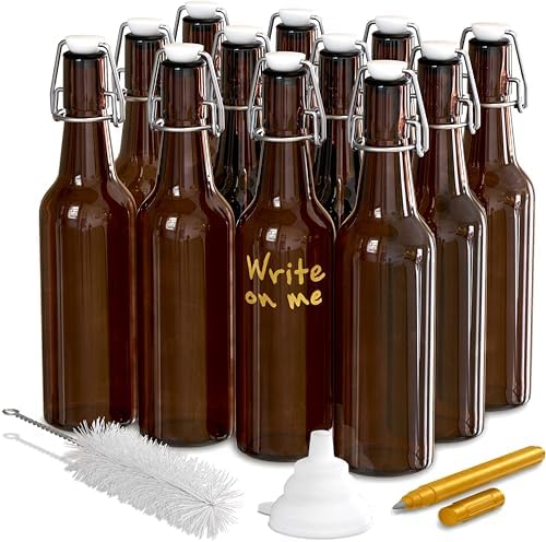 Amazon.com: Juvale 6 Pack 16 oz Glass Bottles with Swing Top Lids and ...