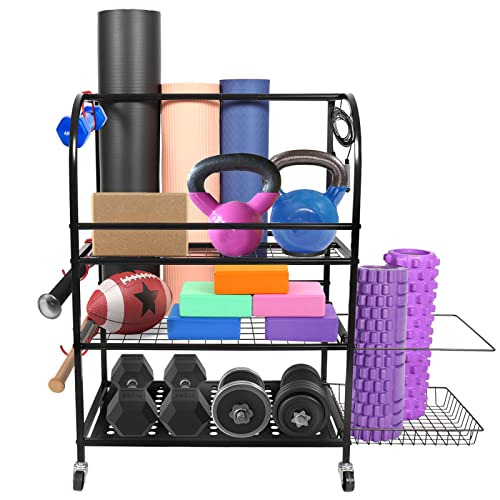 FLIORS Weight Rack, Multifunctional Dumbbell Rack, Metal Yoga Mat Rack ...