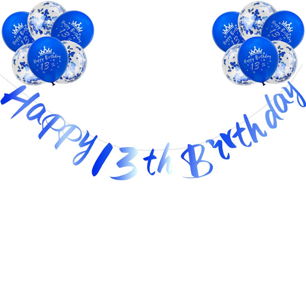 Richmoho Teen Boys Happy 13th Birthday Banners Blue Happy 13th ...