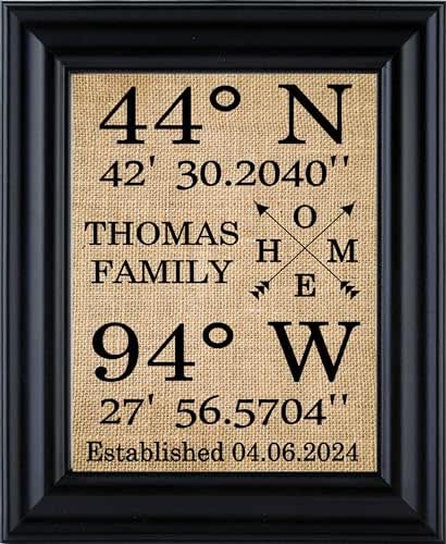 Amazon.com: Home coordinate sign, Family Name address coordinates print ...