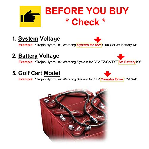 Trojan HydroLink Watering System for 48V Club Car 12V Battery Kit, Plus ...