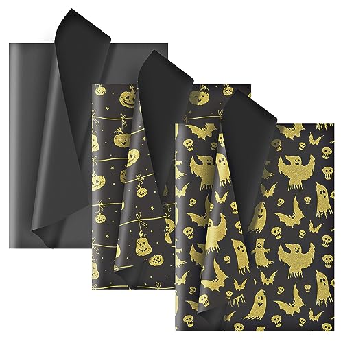 Larcenciel Halloween Tissue Paper, 60 Sheets Metallic Ghost Pumpkin ...