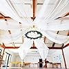 Amazon.com: ROMANKAS White Ceiling Drapes for Weddings 6 Panels ...