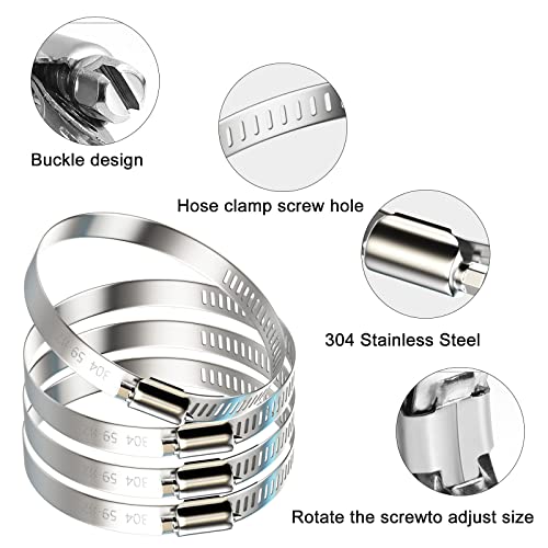 NEBURORA 59-82mm Hose Clip Adjustable 304 Stainless Steel Duct Clamps 4 ...
