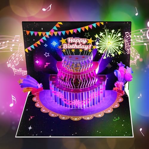 Amazon.com : GREETING ART 3D Pop Up Firework Birthday Cards, Musical ...